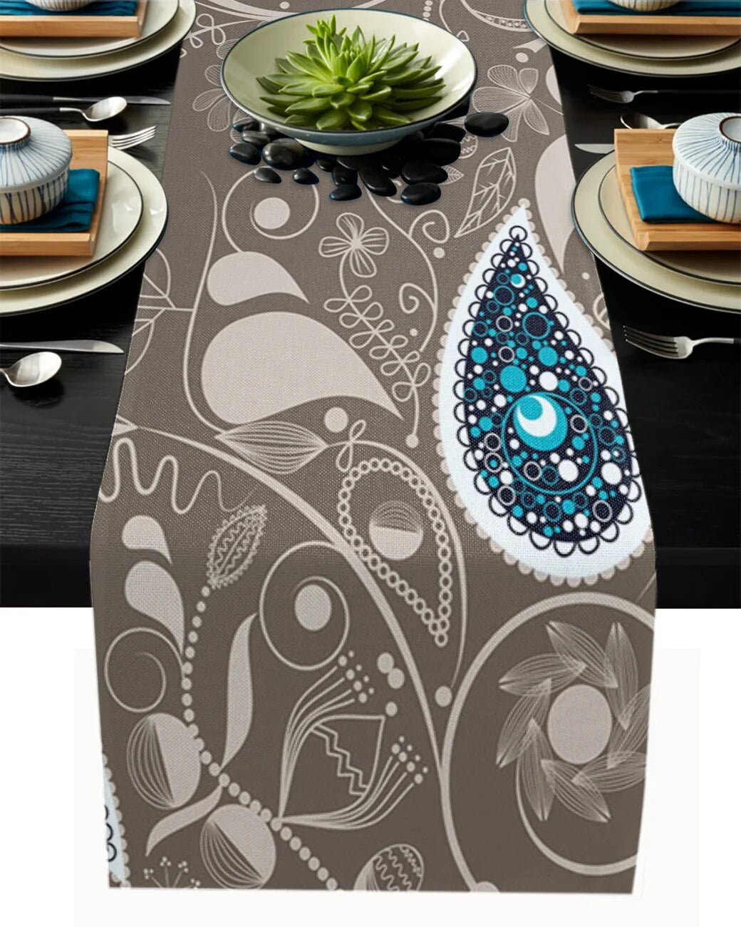 Baroque Flower Pattern Red Table Runner Kitchen Decor Tablecloth Hotel ...