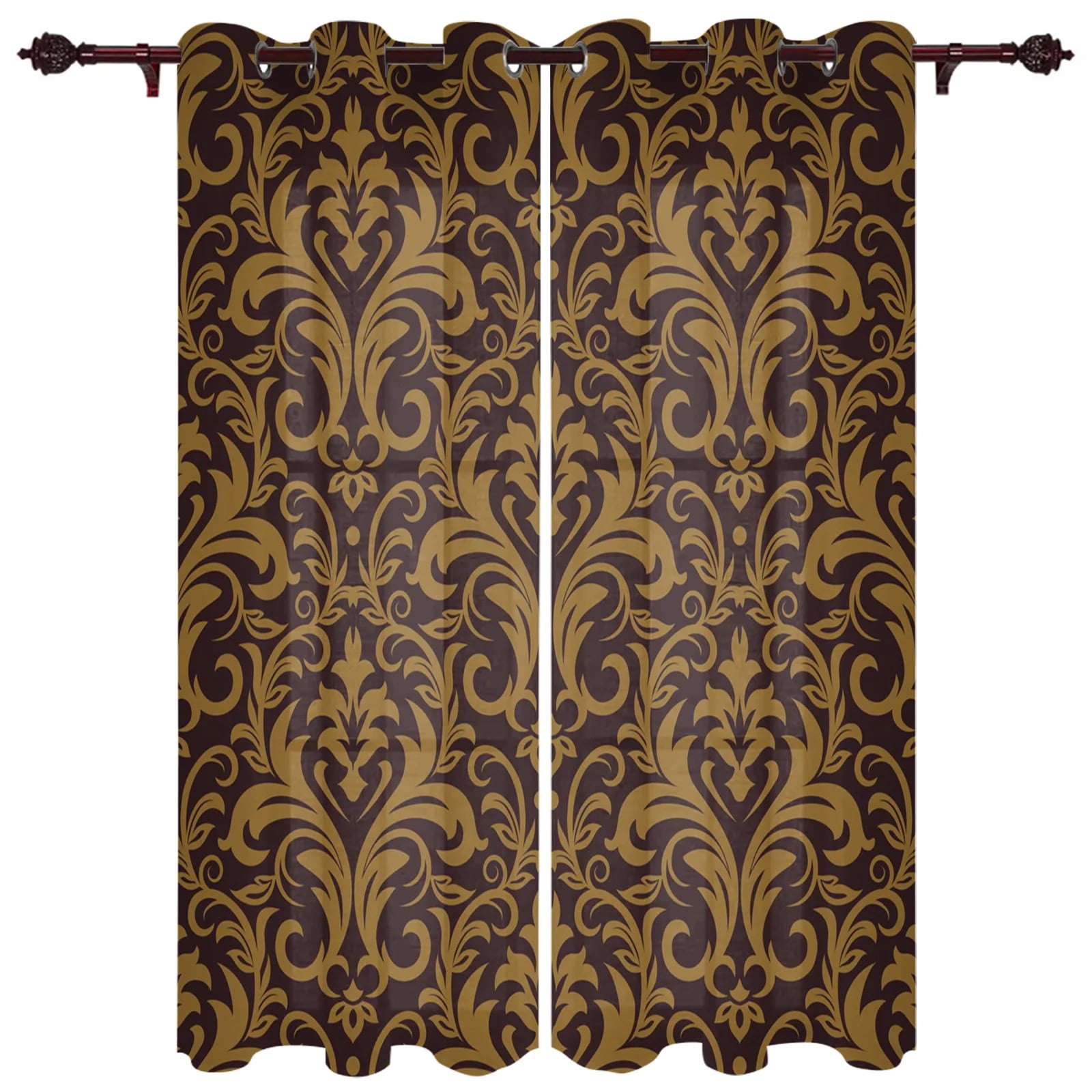 Baroque Flower Pattern Red Window Curtains Scenic Curtains for Living ...