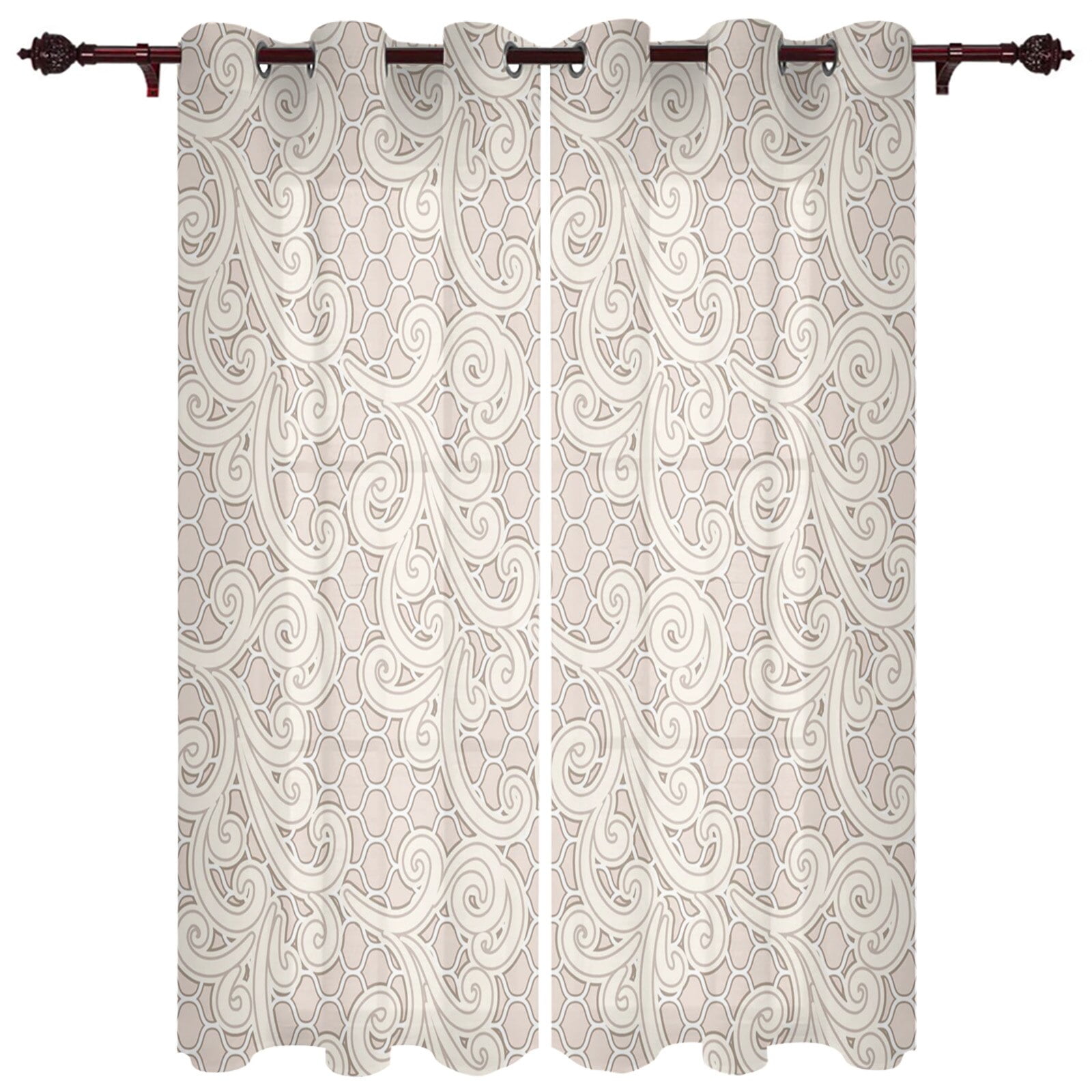 Baroque Flower Pattern Red Window Curtains Scenic Curtains for Living ...