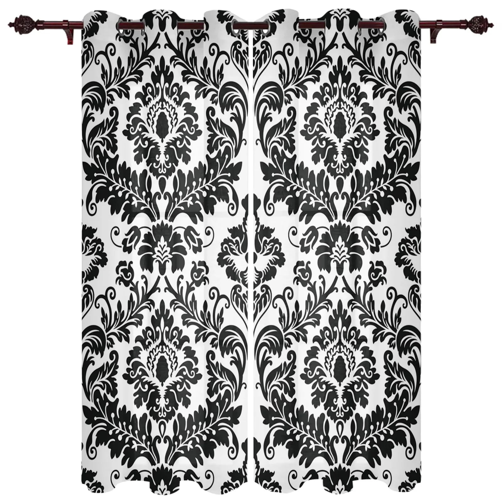 Baroque Flower Pattern Red Window Curtains Scenic Curtains for Living ...