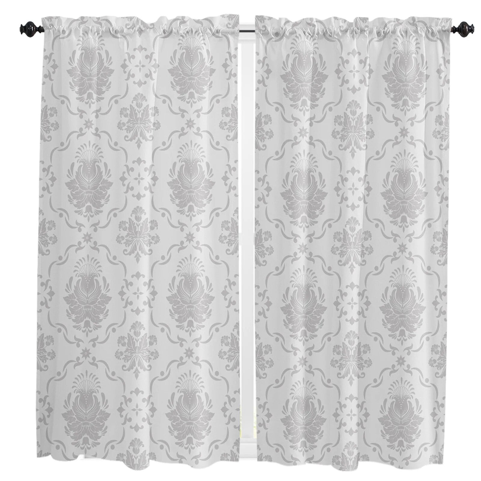 Baroque Flower Red Black Curtain For Living Room Kids Bedroom Kitchen ...