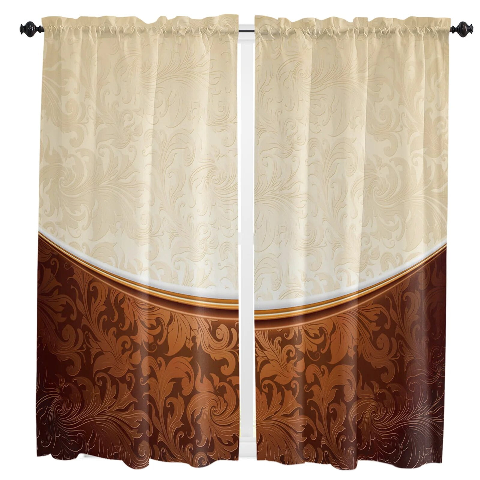 Baroque Flower Red Black Curtain For Living Room Kids Bedroom Kitchen ...