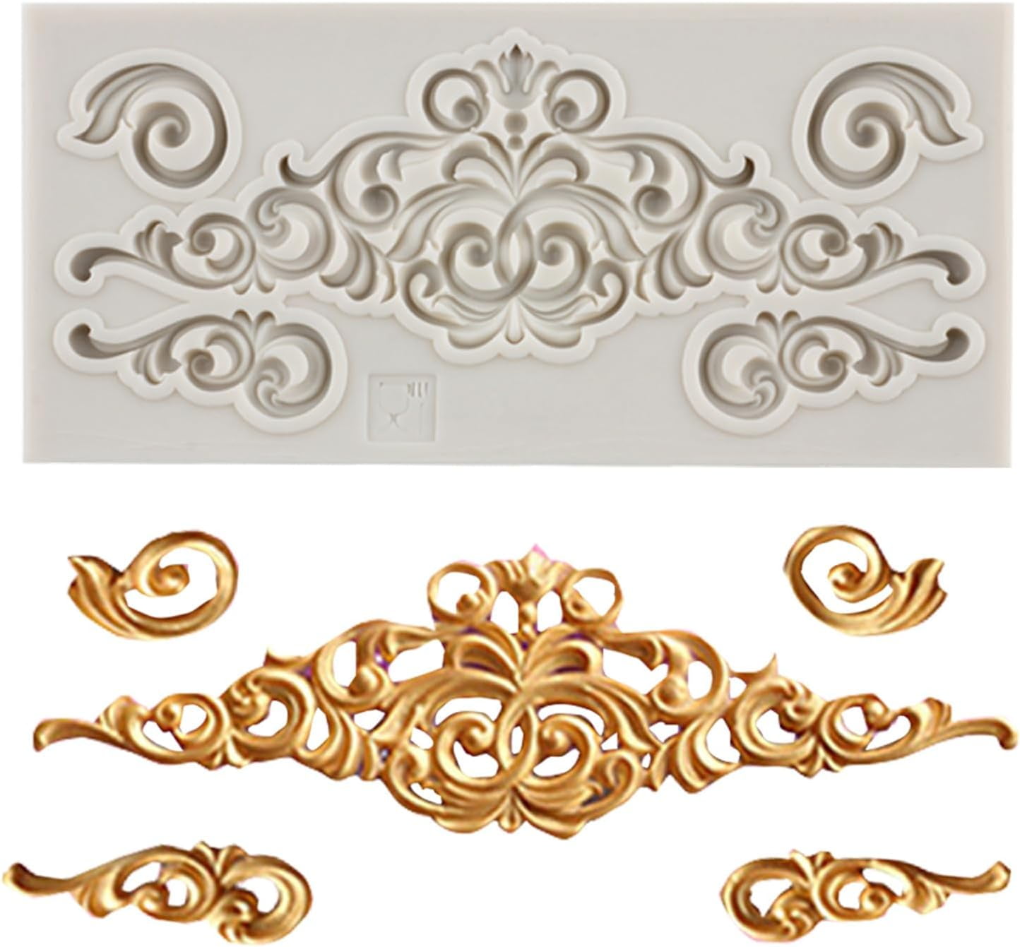 Baroque Fondant Mold Curlicues Scroll Lace Silicone Molds Filigree Mold ...