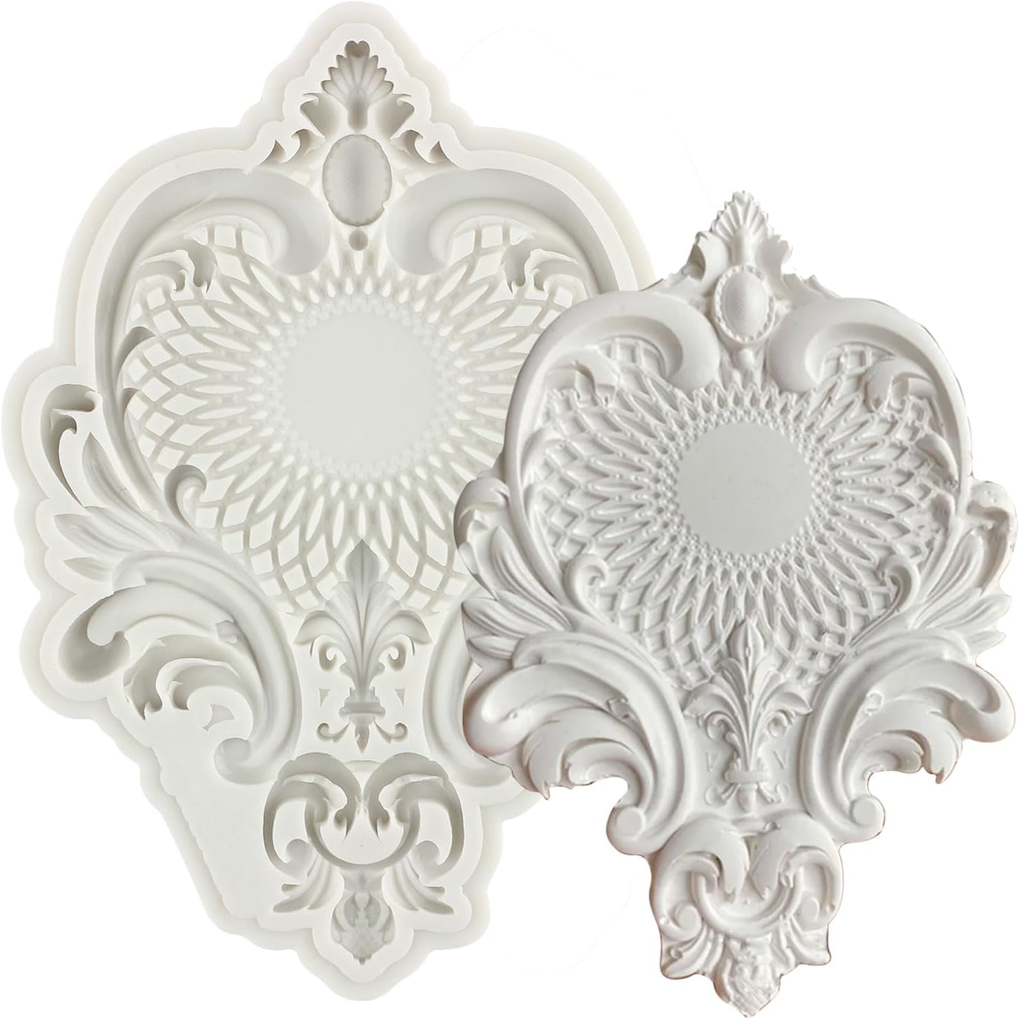 Baroque Fondant Mold Curlicues Scroll Lace Silicone Molds Filigree Mold ...
