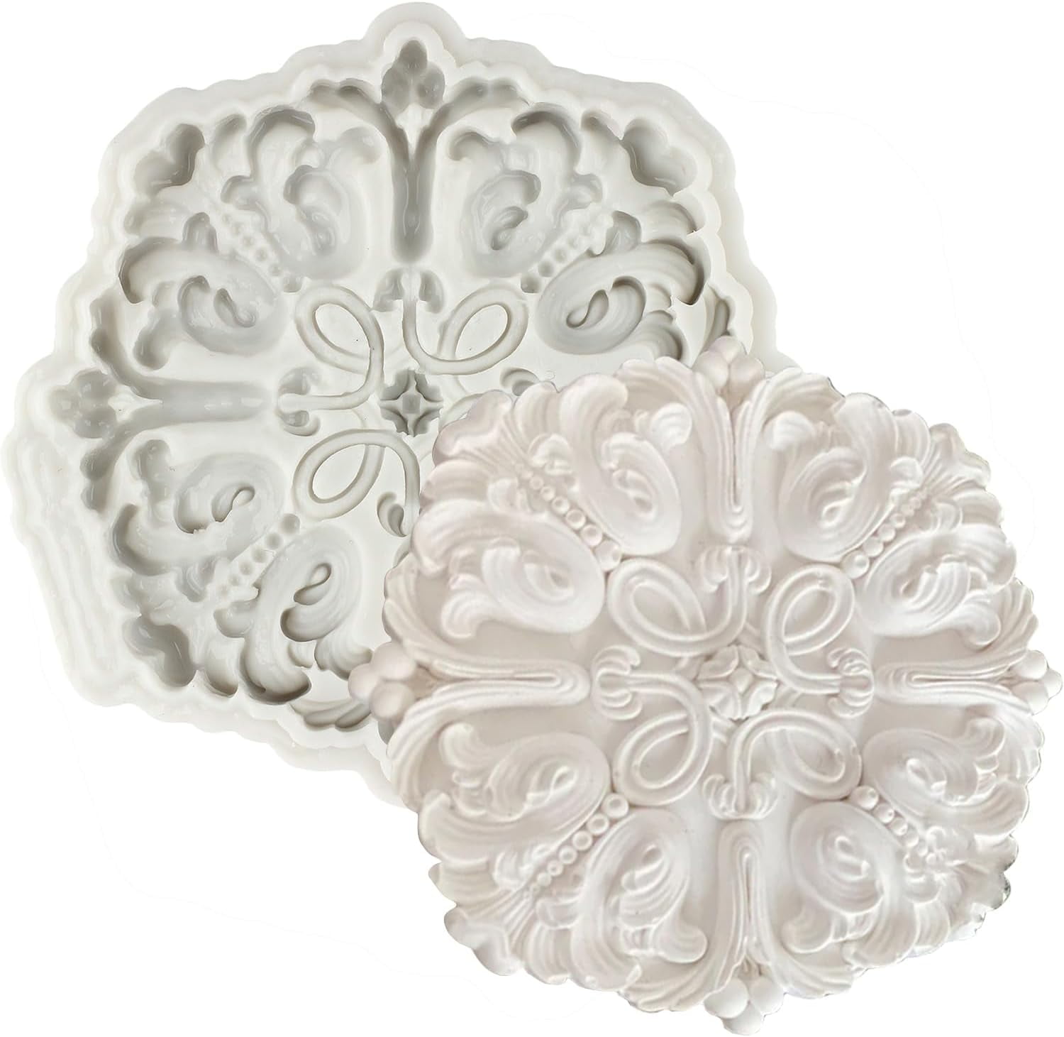 Baroque Fondant Mold Curlicues Scroll Lace Silicone Molds Filigree Mold ...