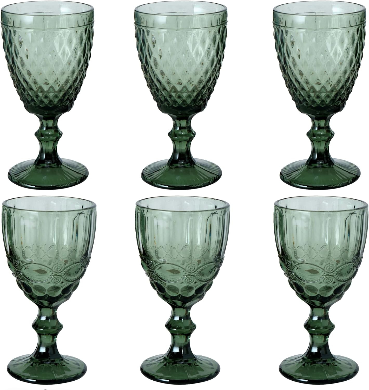 Baroque Goblet Glasses, Set of 6, Translucent, Non Lead Crystal Glass ...