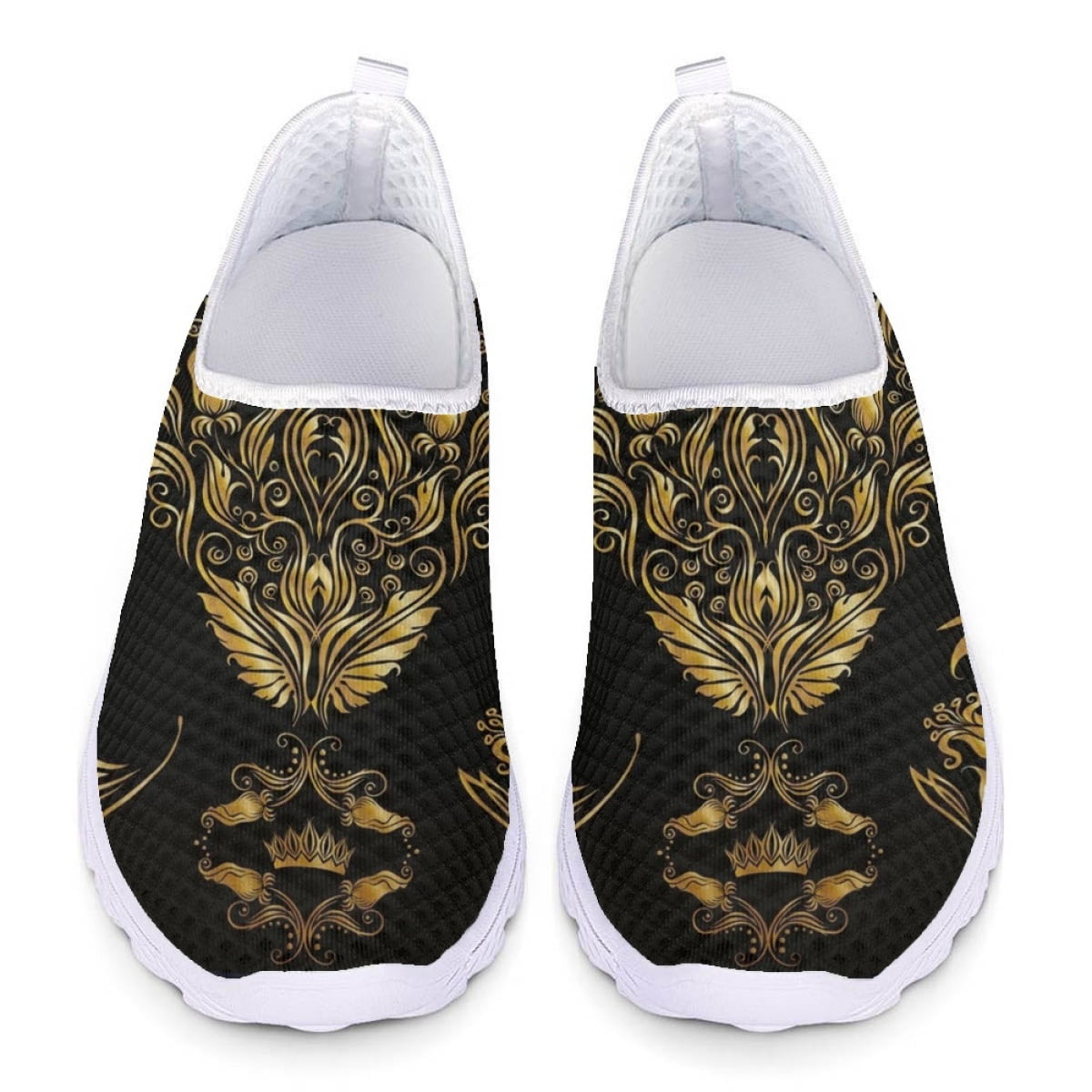Baroque Gold Pattern Luxury Design Ladies 2025 Fashion Sneakers Mesh ...