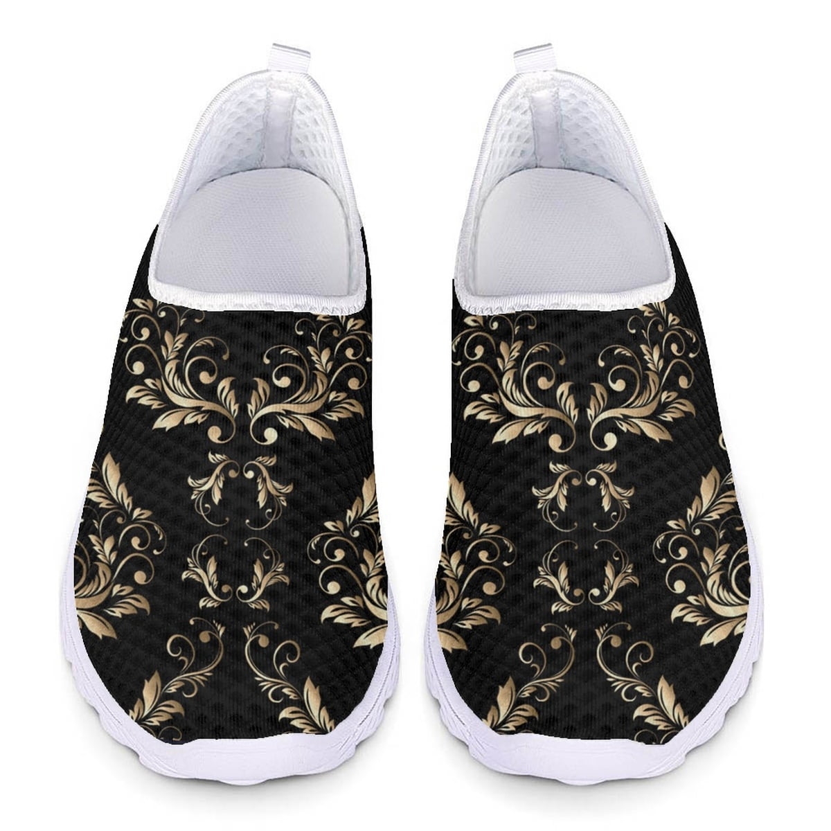Baroque Gold Pattern Luxury Design Ladies 2025 Fashion Sneakers Mesh ...