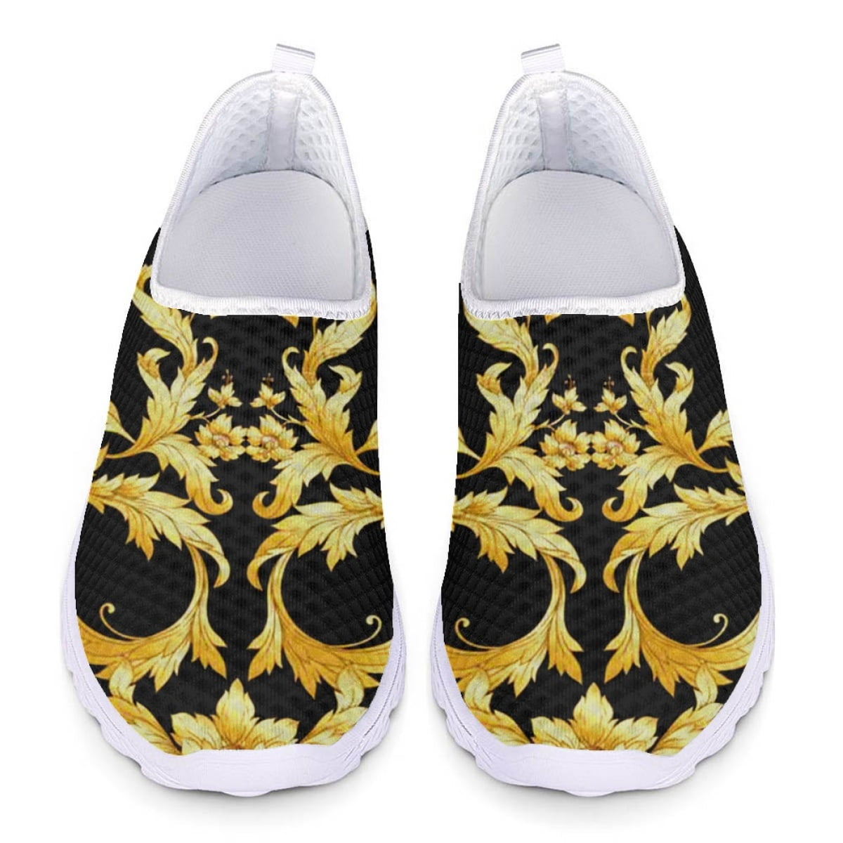 Baroque Gold Pattern Luxury Design Ladies 2025 Fashion Sneakers Mesh ...
