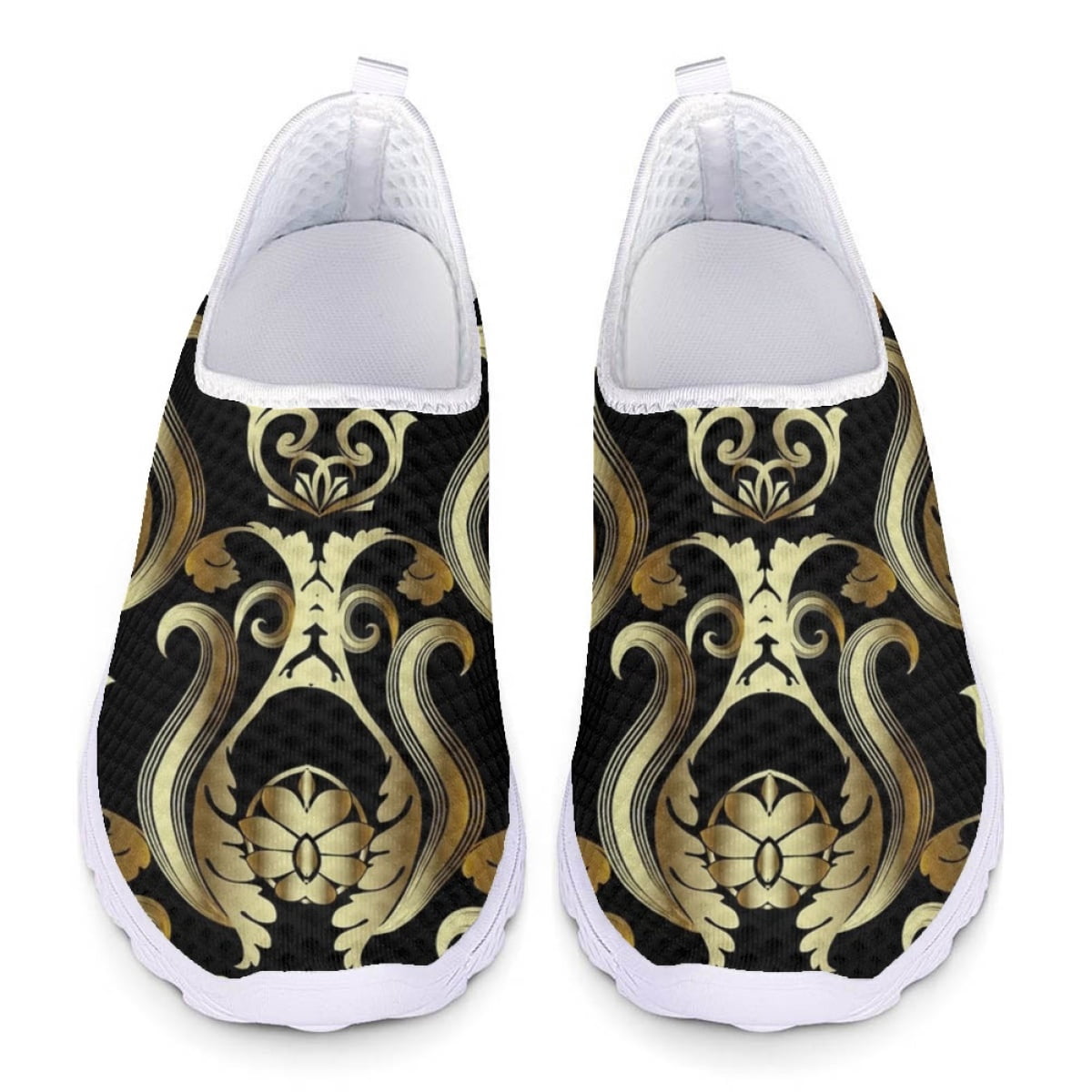 Baroque Gold Pattern Luxury Design Ladies 2025 Fashion Sneakers Mesh ...