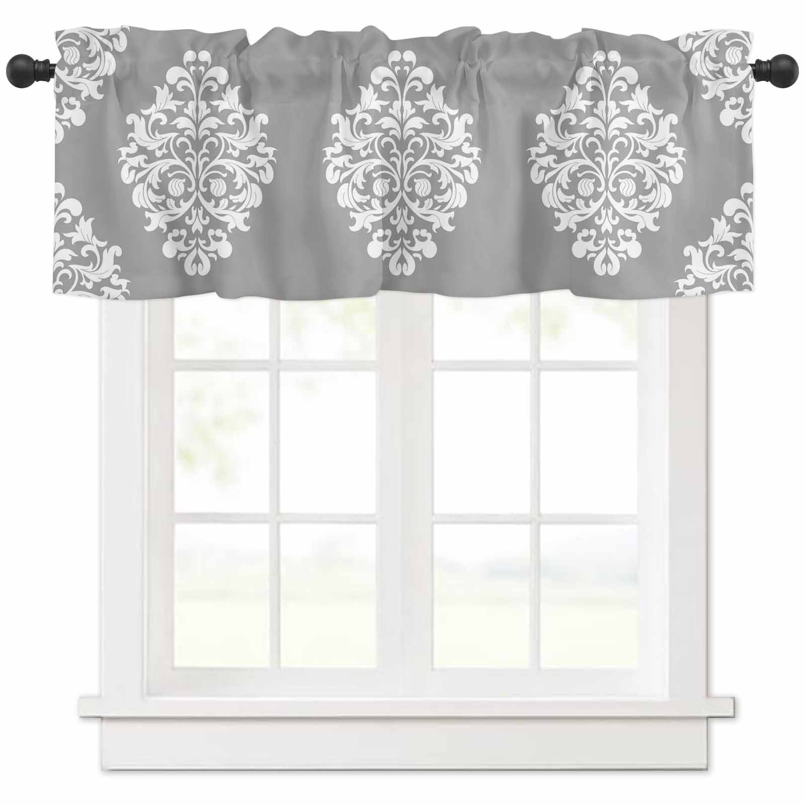 Baroque Grey Valances for Windows Farmhouse Kitchen Curtains Valances ...