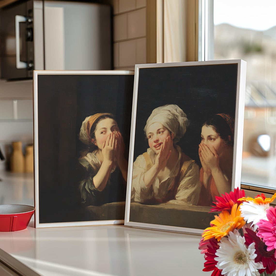 Baroque Ladies at Window Funny Bathroom Art Vintage Women Humorous Gift ...