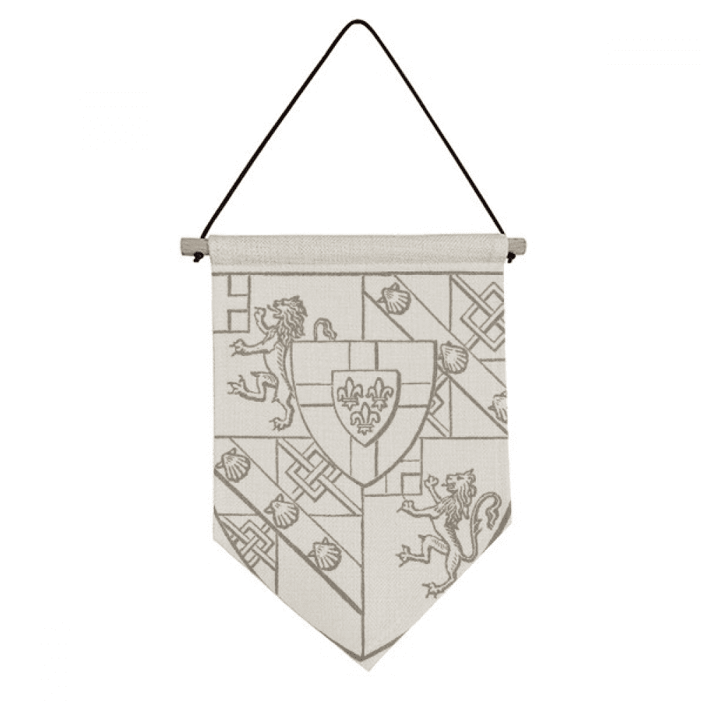 Baroque Lion Shell Shield Illustration Pattern Canvas Flag Hanging Wall ...
