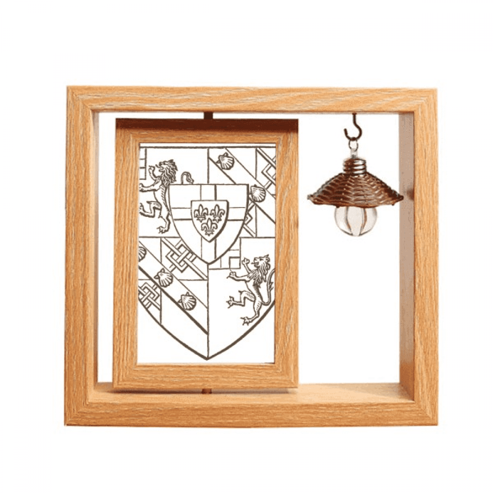 Baroque Lion Shell Shield Illustration Pattern Wooden Rotating Picture ...