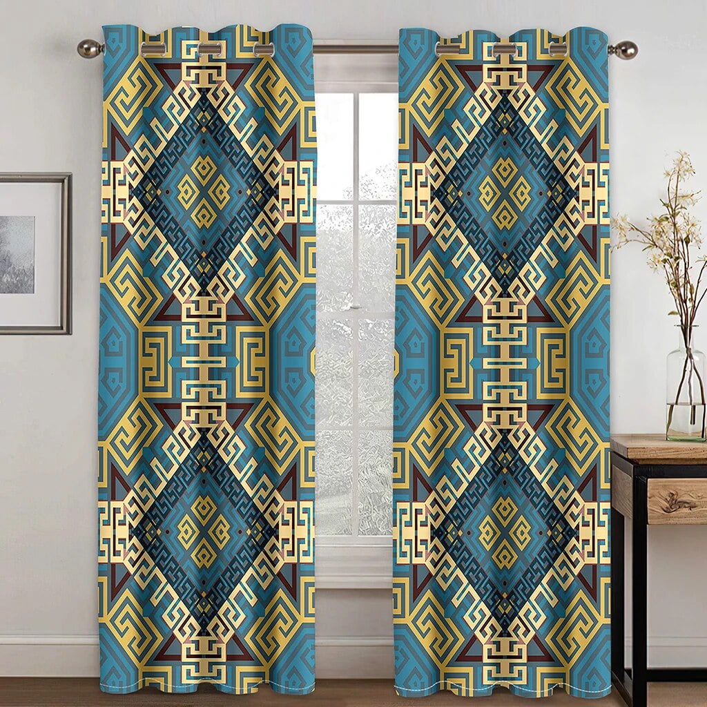 Baroque Modern Abstract Green Gold 2 Pieces Thick Curtains For Living ...