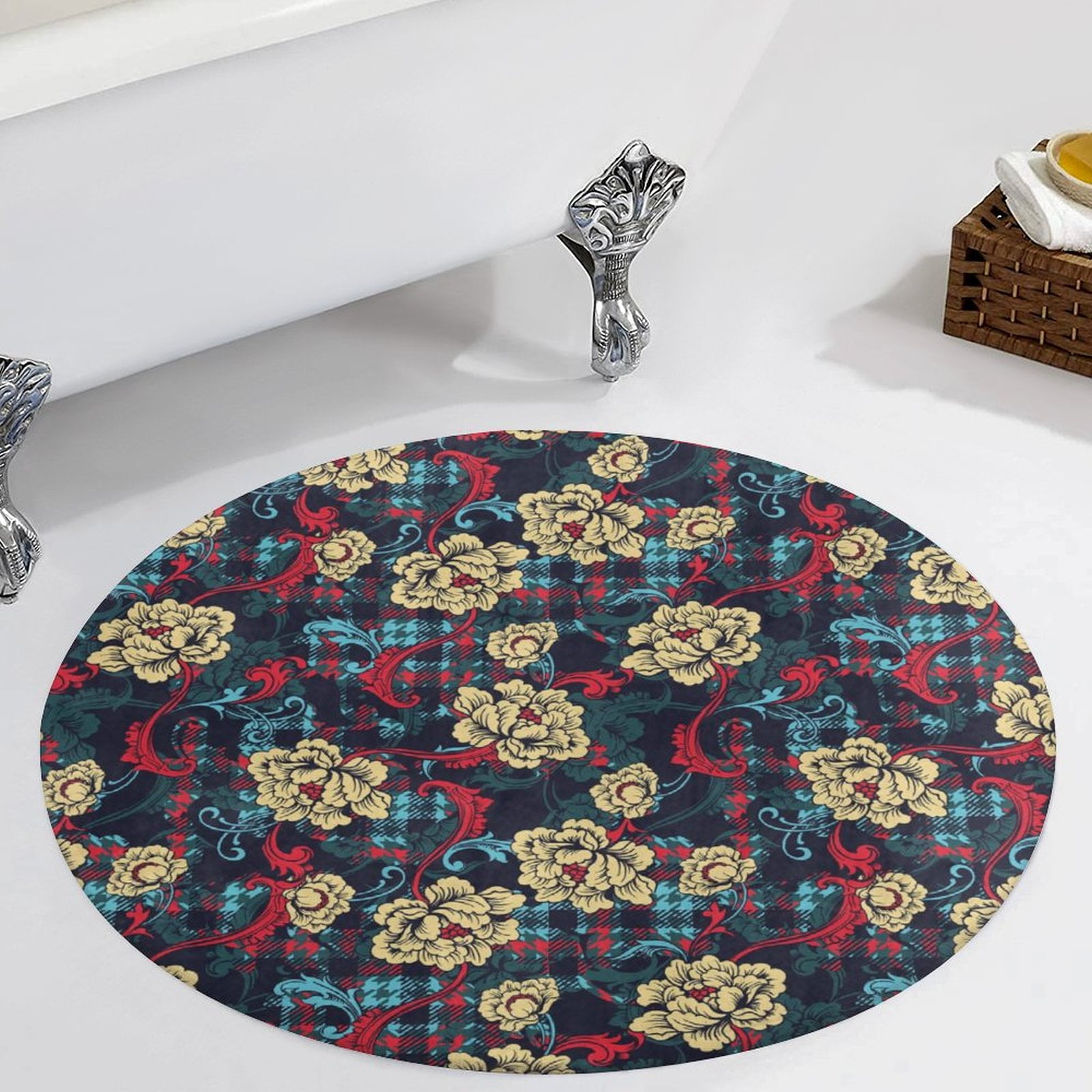 Baroque Ornament Round Carpet Circle Rug Outdoor Patio Area Rug ...