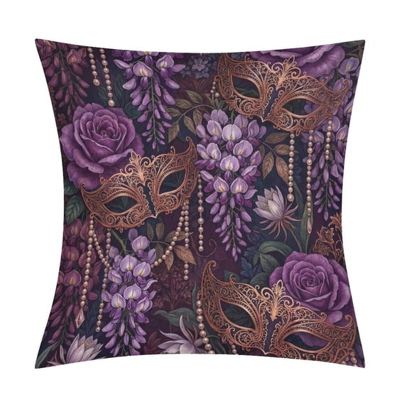 Baroque Ornate Masquerade Masks with Purple Roses And WisteriaFaux ...