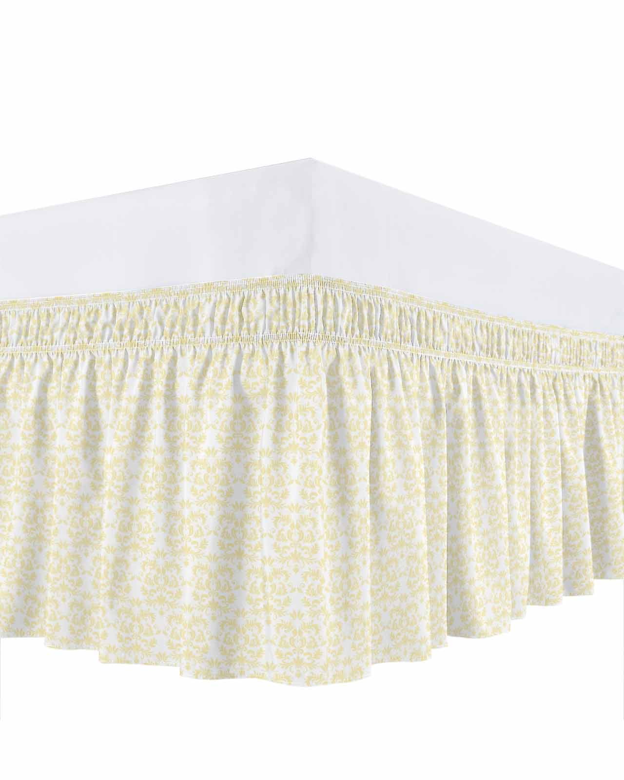 Baroque Pattern Bed Skirt California King Size 18 Inch Drop, Yellow ...