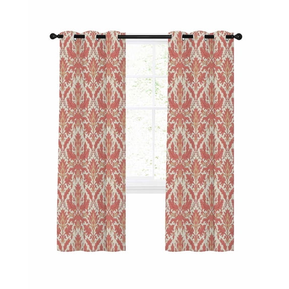 Baroque Pattern Blackout Curtains 96 Inch Length Red Vintage Abstract ...