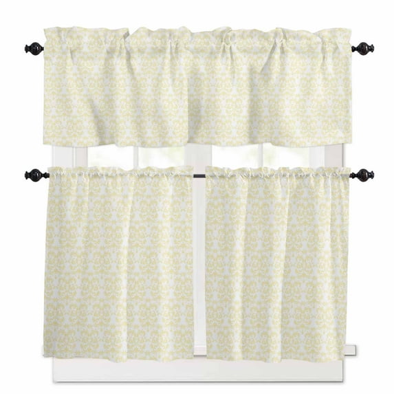 Baroque Pattern Kitchen Curtains Valances and Tiers Set of 3, 24 Inch ...