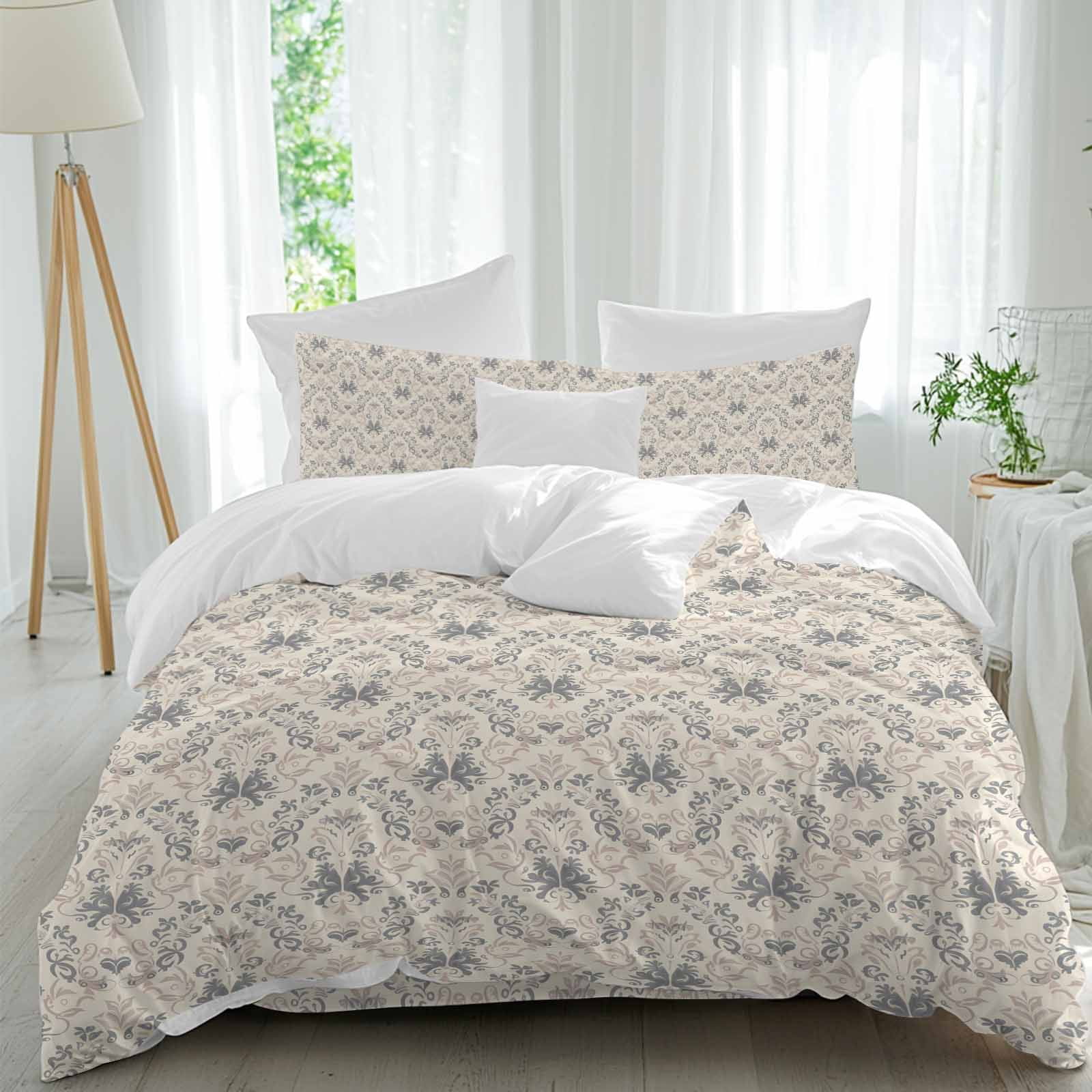 Baroque Pattern Queen Duvet Cover Set, European Vintage Abstract ...