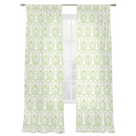 Baroque Pattern Sheer Curtains 2 Panels Set Green Vintage Abstract ...
