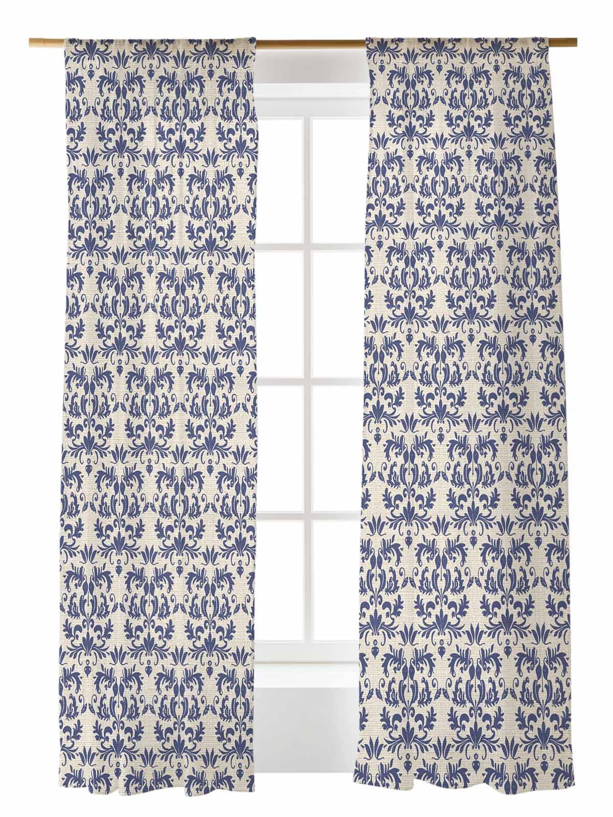 Baroque Pattern Sheer Curtains 2 Panels Set Vintage Abstract Flowers ...