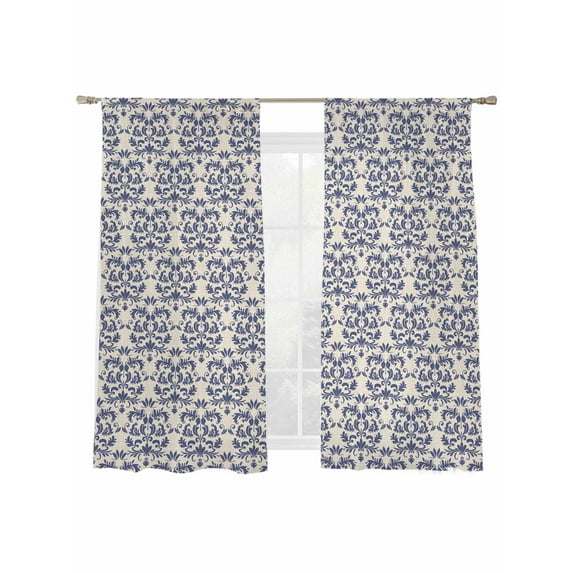 Baroque Pattern Sheer Curtains for Living Room Bedroom, Vintage ...