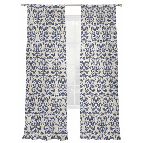 Baroque Pattern Sheer Curtains for Living Room Bedroom, Vintage ...