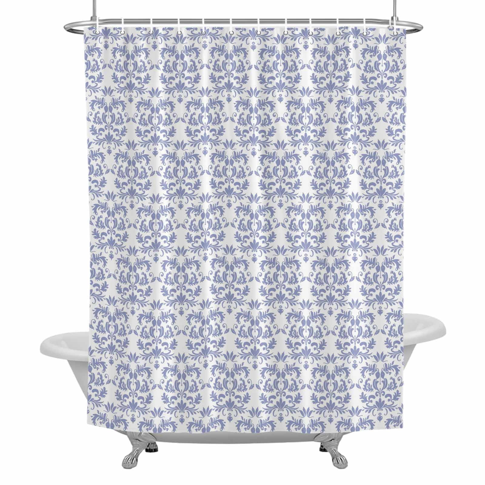 Baroque Pattern Shower Curtain for Bathroom, Light Blue Vintage ...