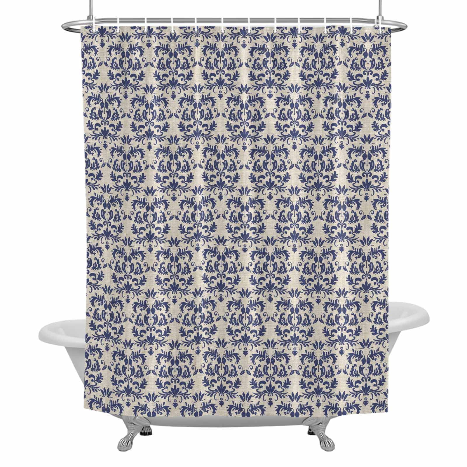 Baroque Pattern Shower Curtain for Bathroom, Vintage Abstract Flowers ...