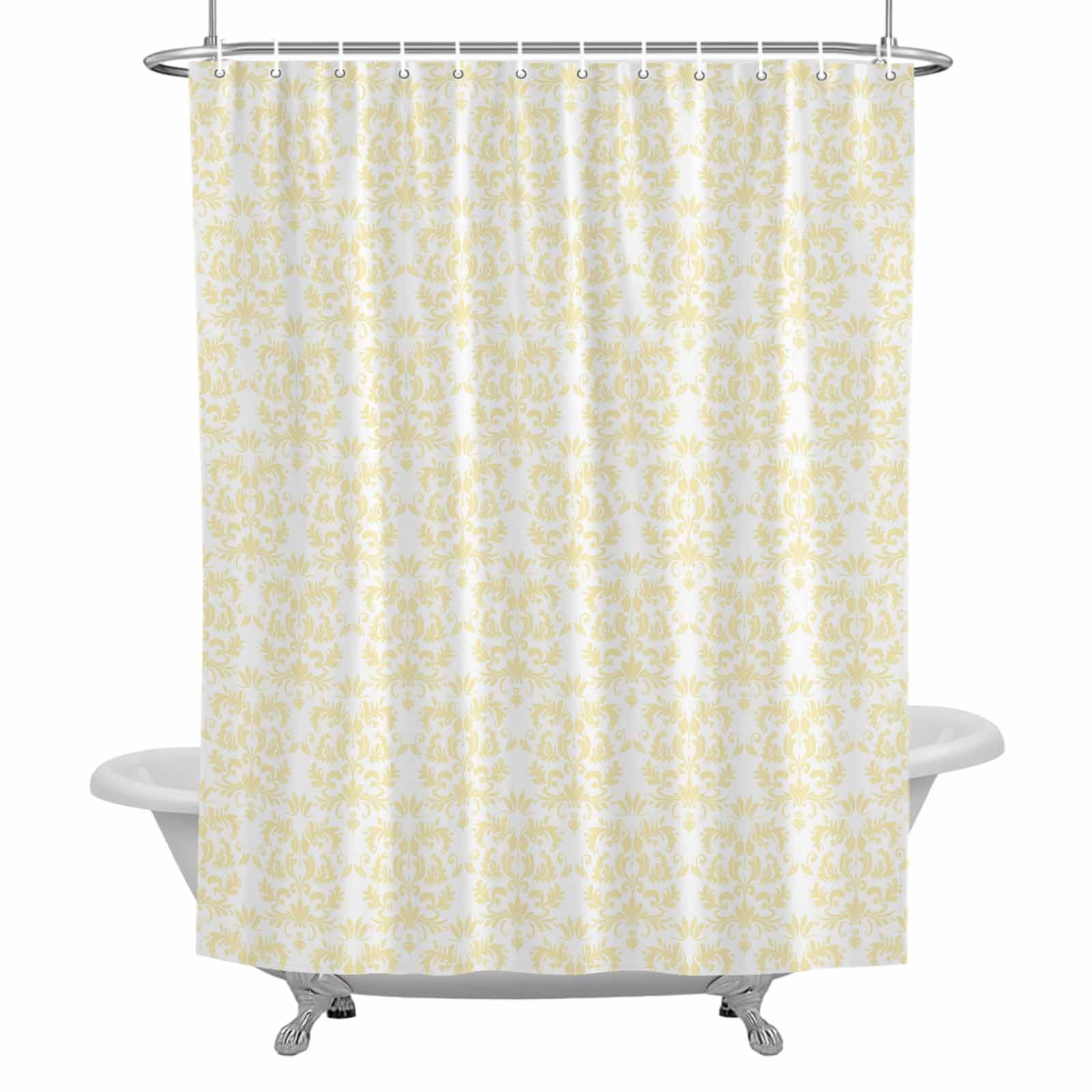Baroque Pattern Shower Curtain for Bathroom, Yellow Vintage Abstract ...