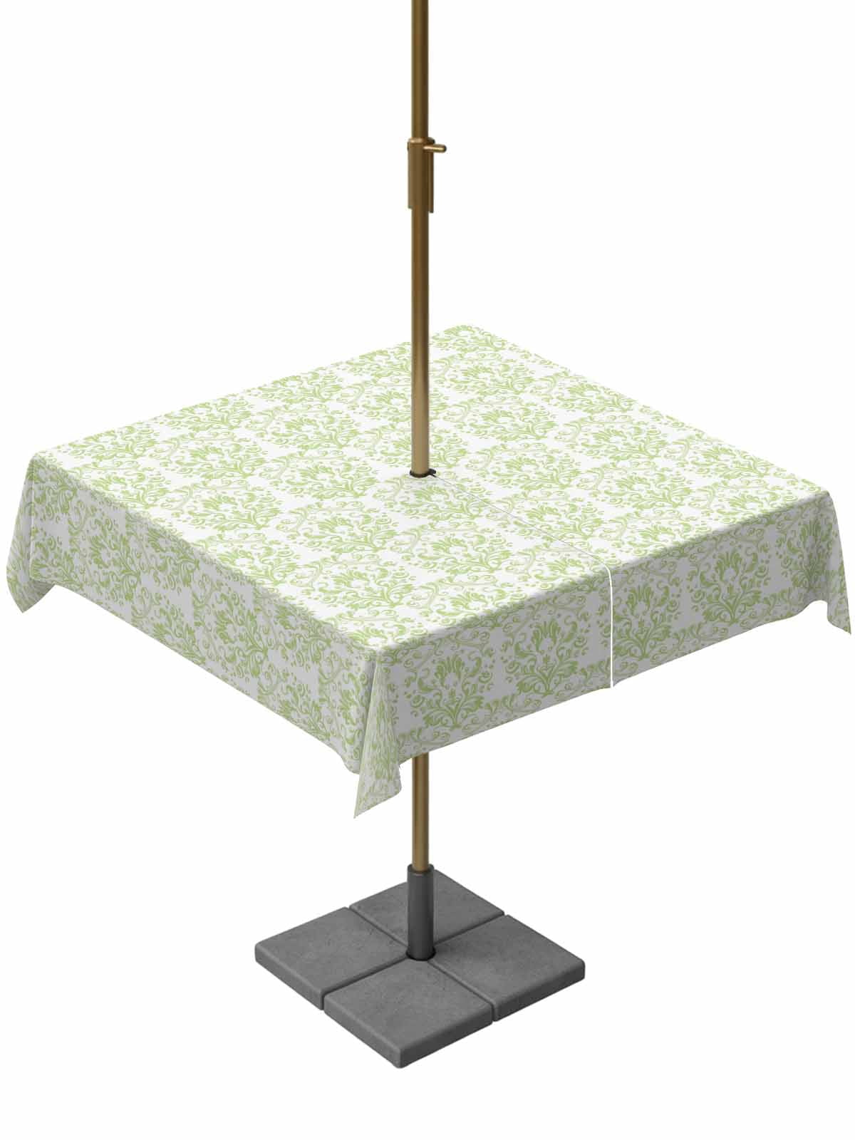 Baroque Pattern Square Outdoor Tablecloth with Umbrella Hole Green ...