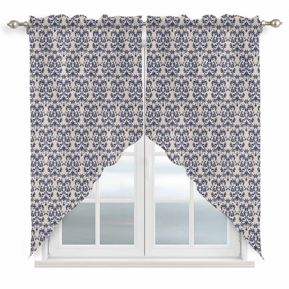 Baroque Pattern Swag Curtain Valance for Window 2 Panels Vintage ...