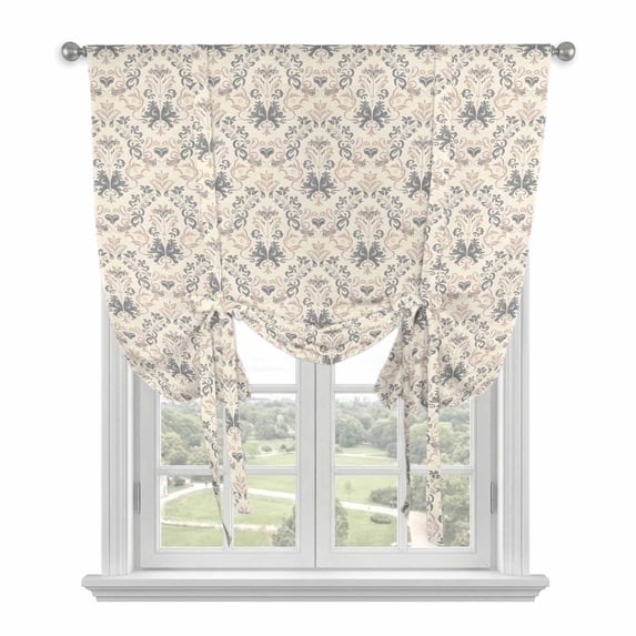 Baroque Pattern Tie Up Curtains, European Vintage Abstract Flowers ...