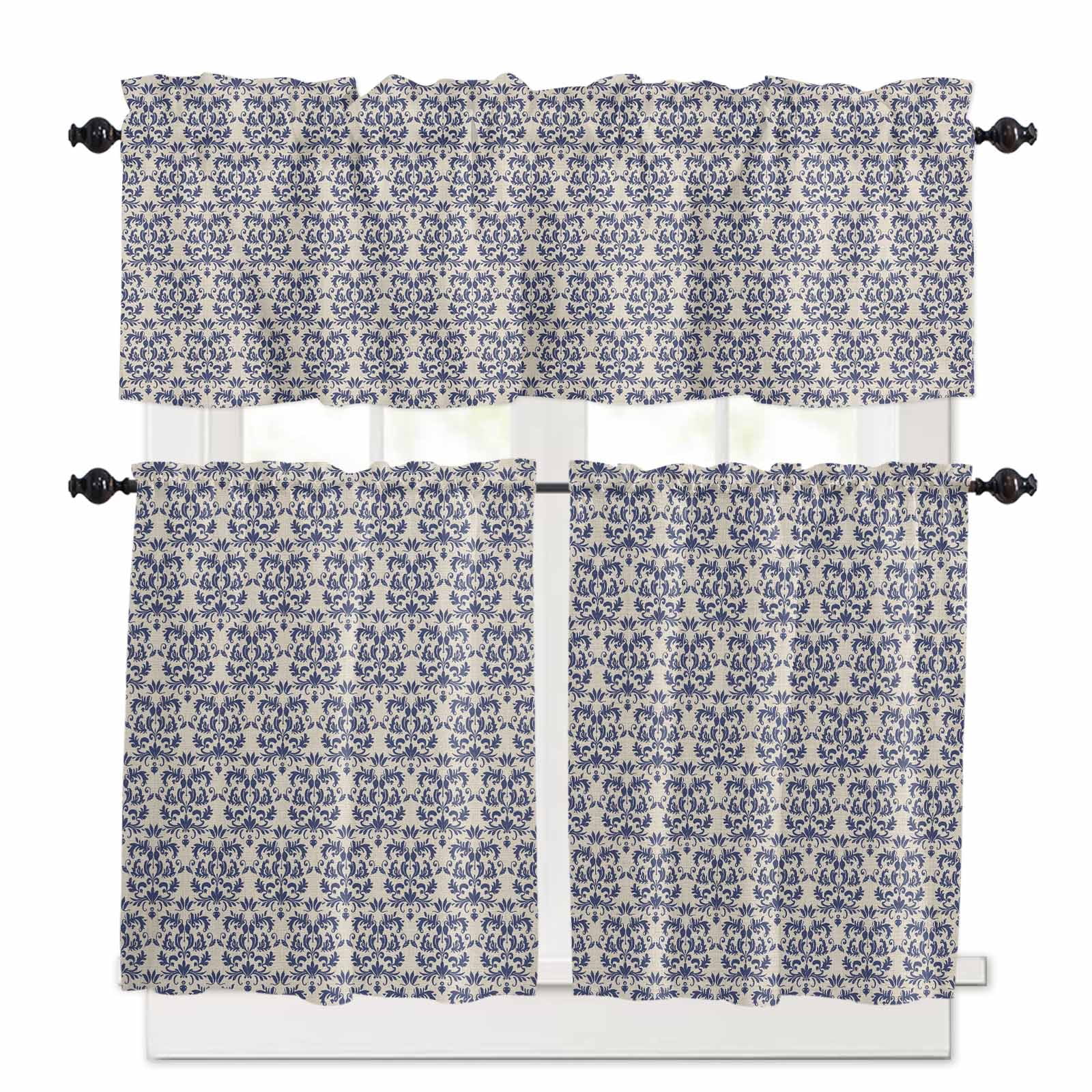 Baroque Pattern Window Curtains Valance Set of 3 Vintage Abstract ...