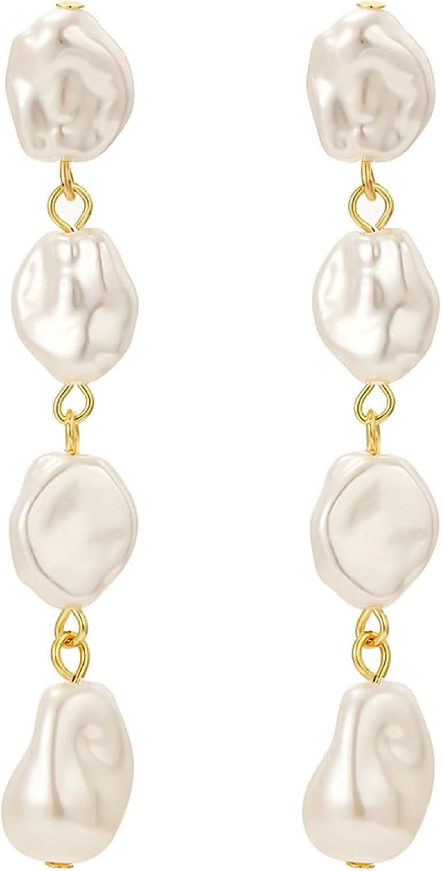 Baroque Pearl Earrings for Women - Large Teardrop Drop Statement Dangle ...