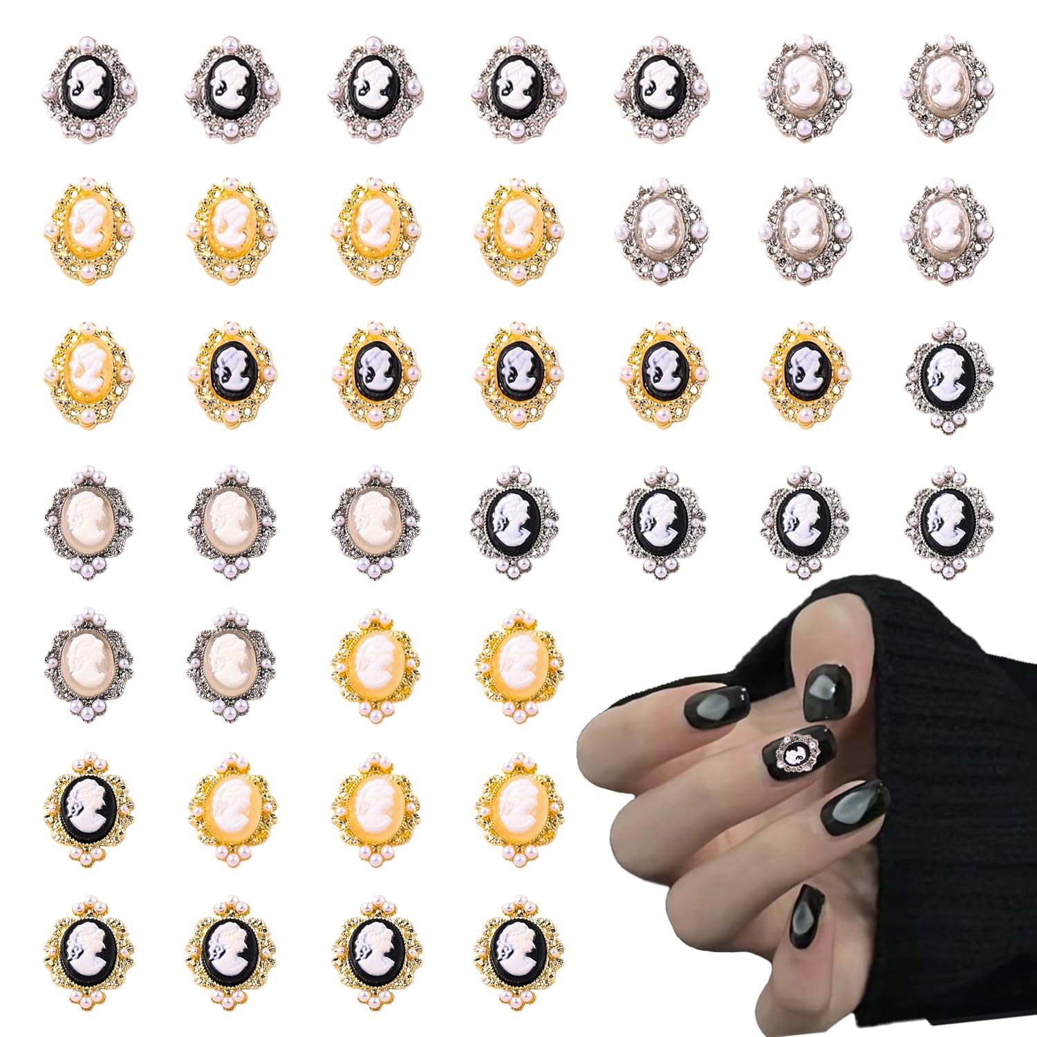 Baroque Pearl Nail Art Decoration Charms, 40 Pieces, Multi-Color ...