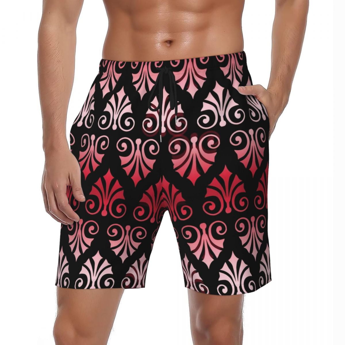 Baroque Print Board Shorts Summer Blue and Gold Board Short Pants Man ...