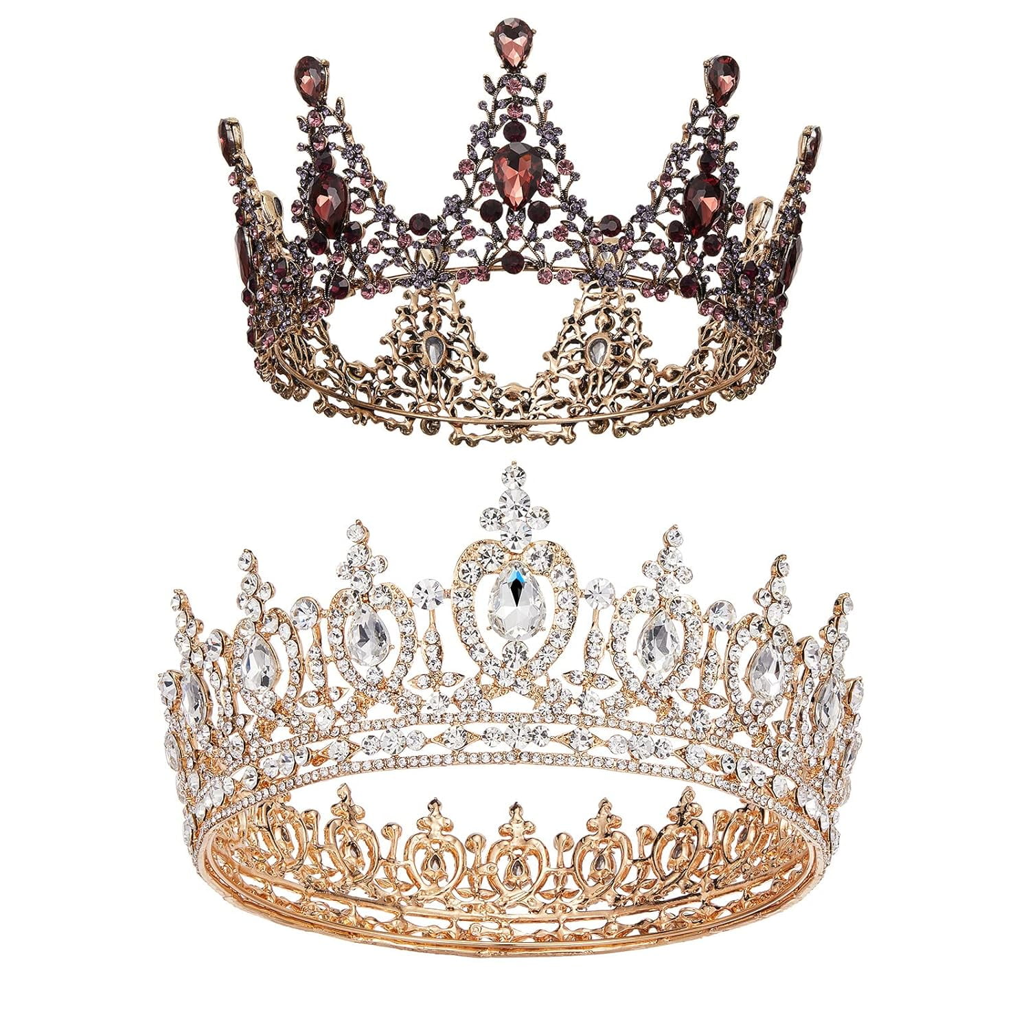 Baroque Queen Crown for Women, Wedding Tiara for Bride, Crystal ...