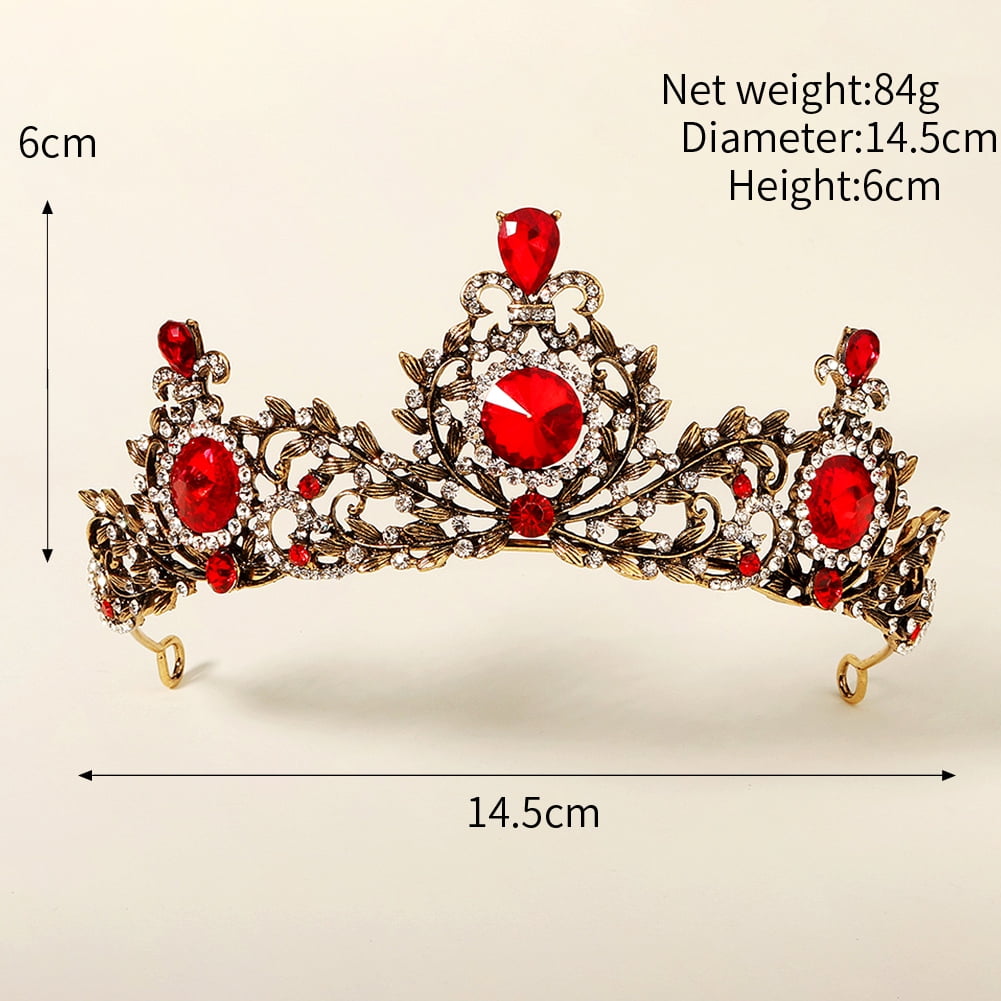 Baroque Queen Red Color Crown Crystal And Tiaras and Crowns for Women ...