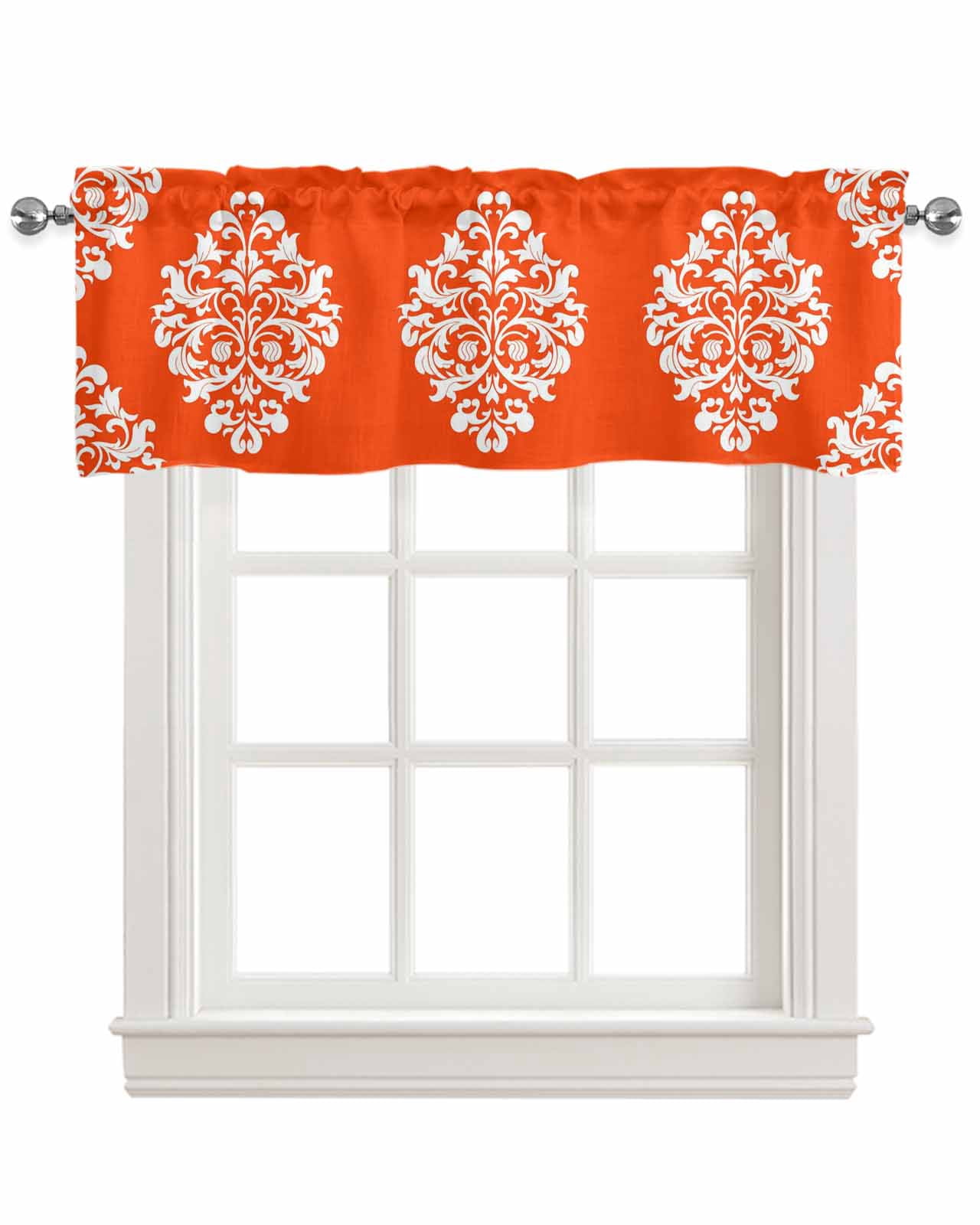 Baroque Red Kitchen Valances for Windows Farmhouse Linen Window Valance ...
