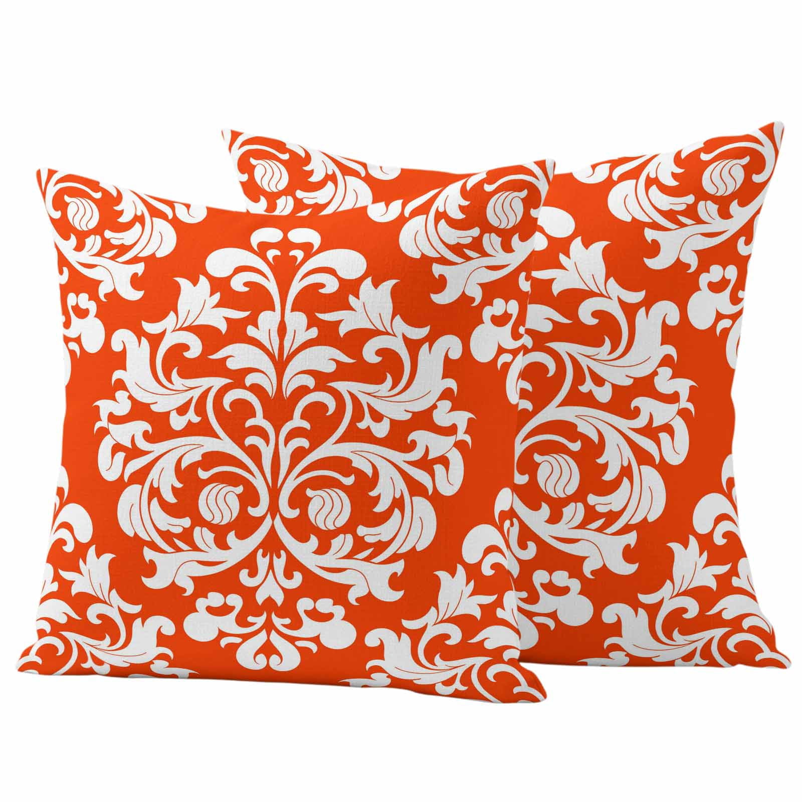 Baroque Red Outdoor Waterproof Pillow Covers, Vintage Damask Classic ...