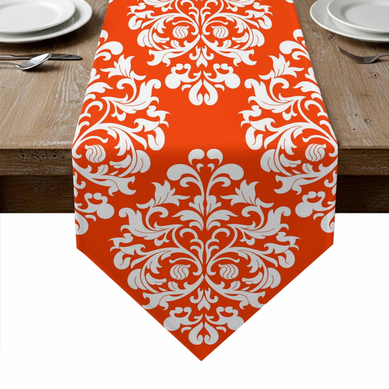 Baroque Red Table Runner Linen Burlap Table Runner 36 Inches Small ...