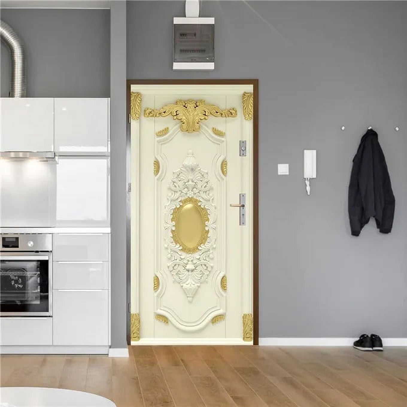 Baroque Retro Door Stickers Self-adhesive Waterproof 3D Stereo ...