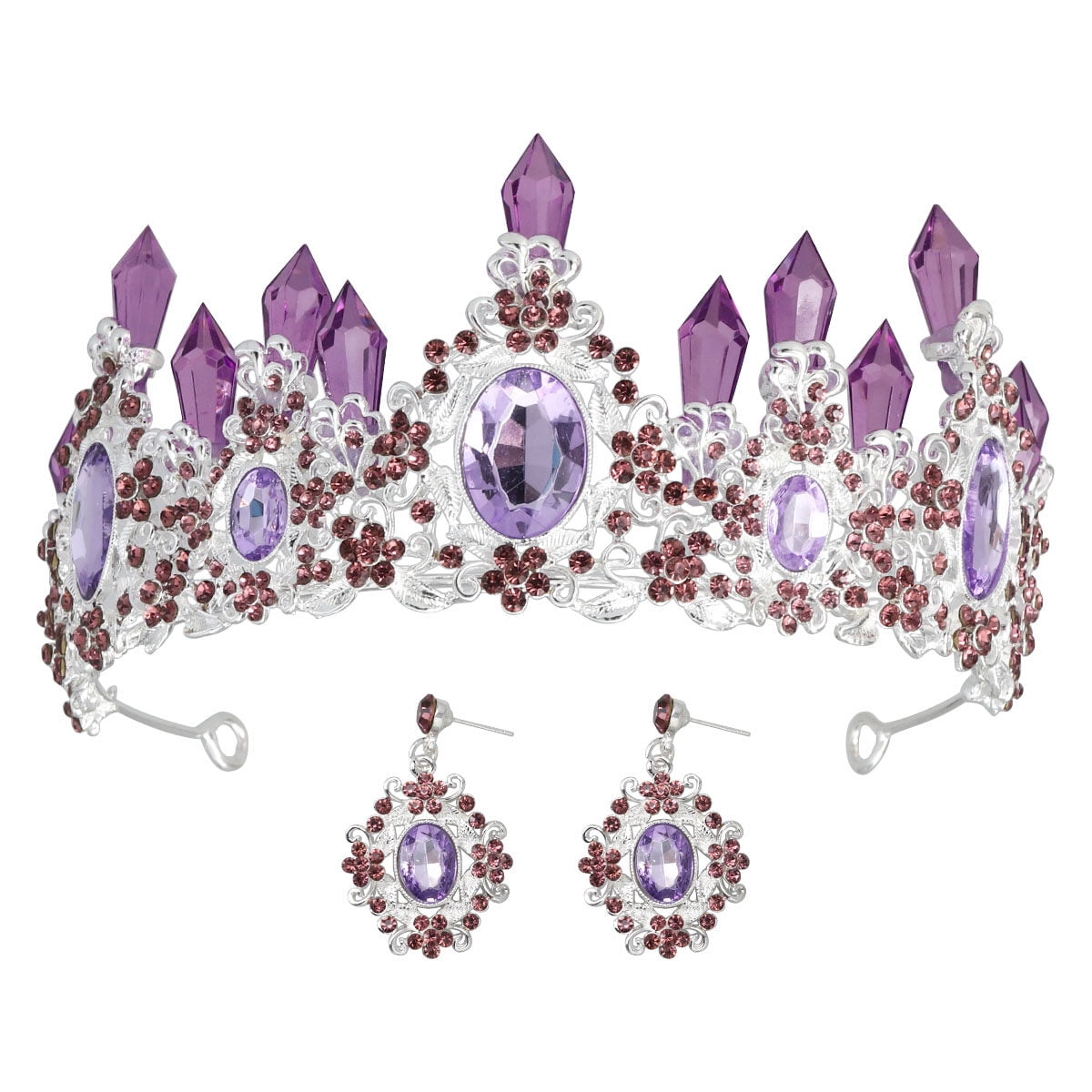 Baroque Round Big Crown Rhinestone Beads Hair Wedding Hair Accessories ...