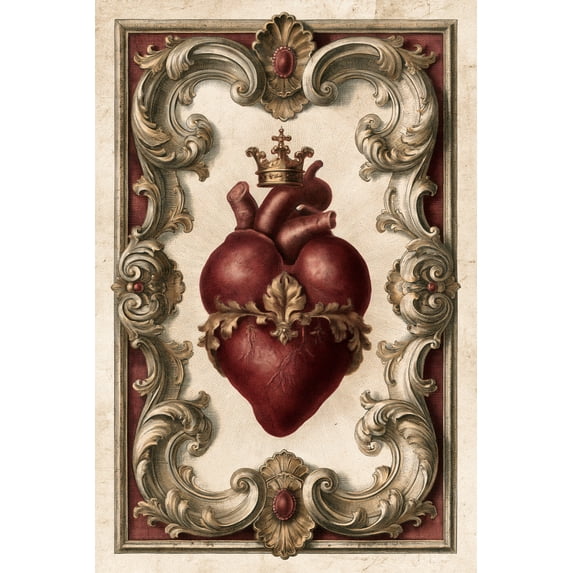 Baroque Sacred Heart Poster - Ornate Religious Wall Art | Gift Ideas ...