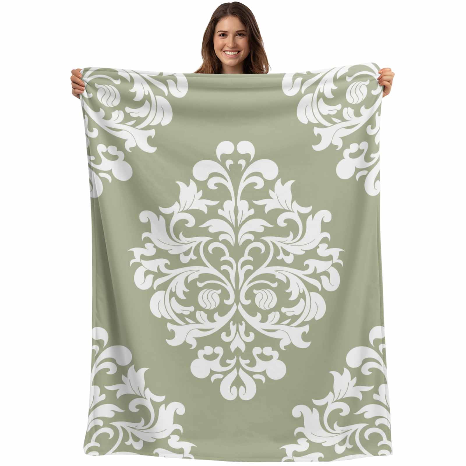 Baroque Sage Green Blanket Soft Cozy Warm Throw Blanket for Couch ...