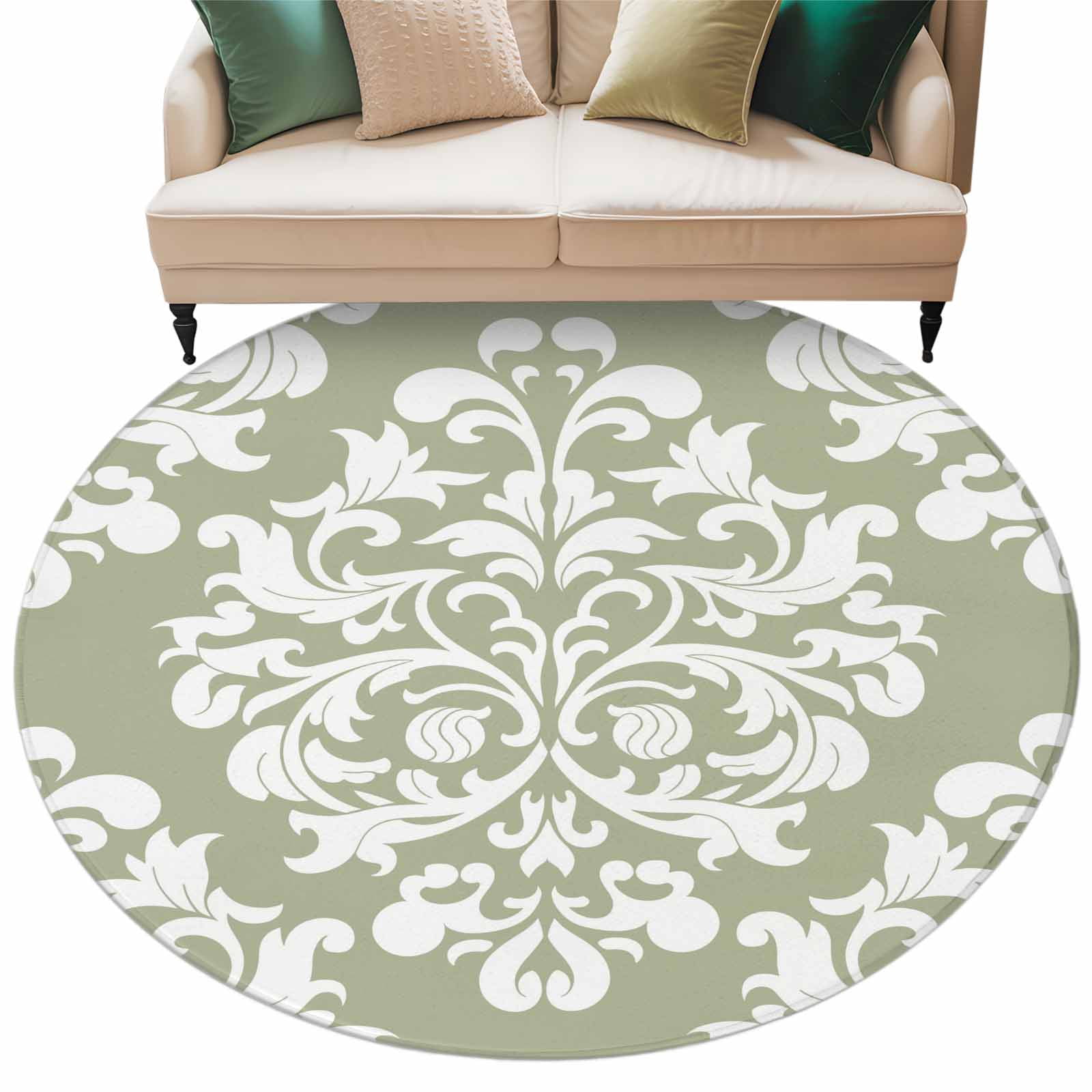 Baroque Sage Green Large Area Rugs for Bedroom Living Room, Soft Non ...