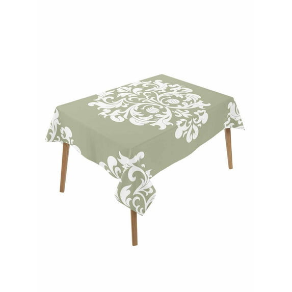 Baroque Sage Green Table Cloth, Vintage Damask Classic Floral ...